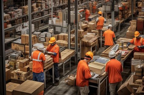Premium Photo Warehouse Workers Sorting Packages