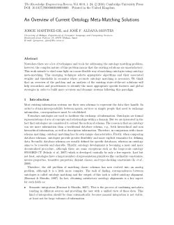 An Overview Of Current Ontology Meta Matching Solutions