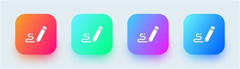 Write Solid Icon In Square Gradient Colors Pen Signs Vector