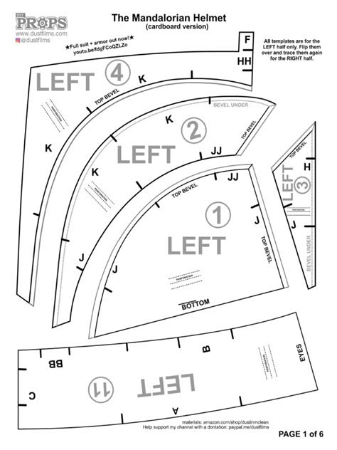Diy Cardboard Mandalorian Helmet Templates Pdf