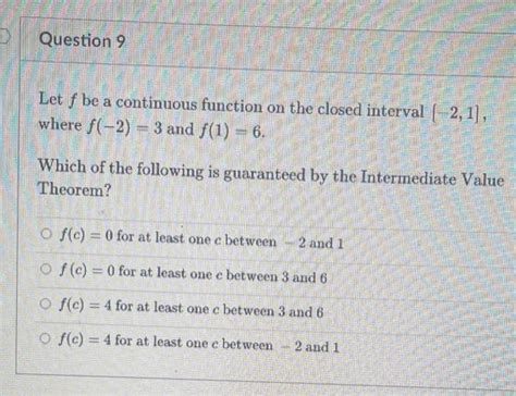 solved let f be a continuous function on the closed interval