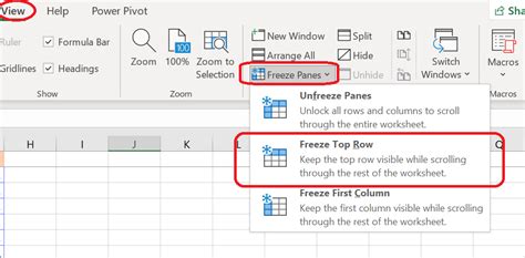 How To Make A Row Stay At The Top In Excel