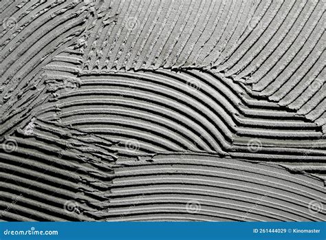 Gray Wall Glue Plaster Comb Surface Prepared For Tiling Tile Adhesive Notched Trowel Patterns