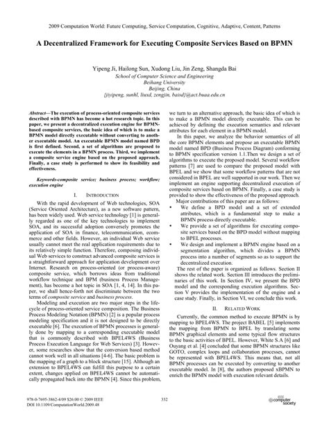 PDF A Decentralized Framework For Executing Composite Services Based On BPMN