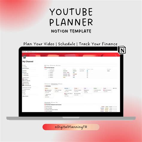 notion template youtube planner content planner for business etsy