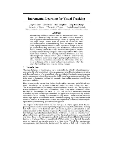 pdf incremental learning for robust visual tracking
