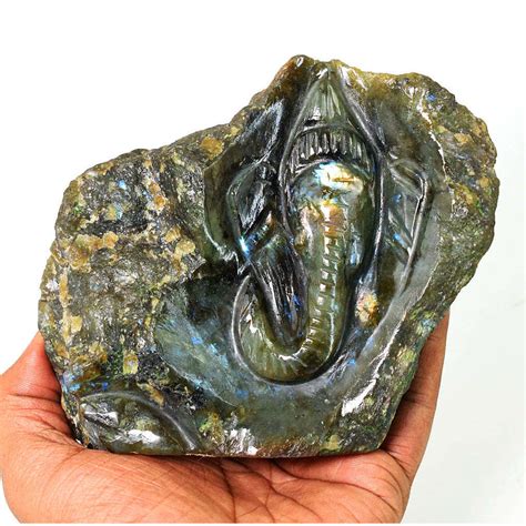 Genuine Labradorite Hand Carved Genuine Crystal Gemstone Carving Cave