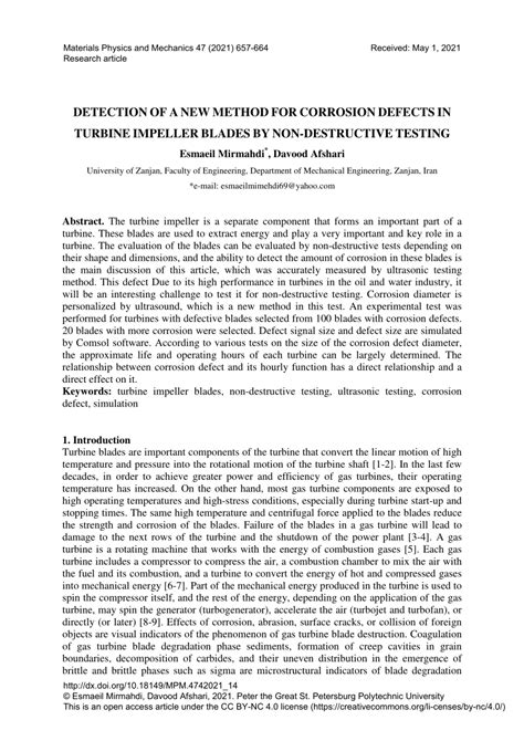Pdf Detection Of A New Method For Corrosion Defects In Turbine Impeller Blades By Non