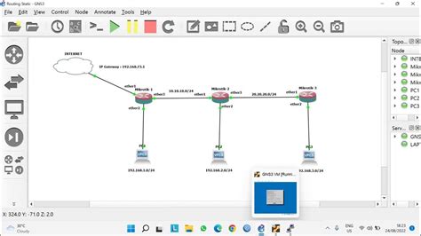 Cara Konfigurasi Routing Static Mikrotik Di Gns3 Youtube