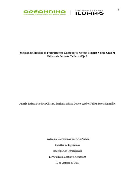 Solución De Modelos De Programación Lineal Por El Método Símplex Y De La Gran M Utilizando