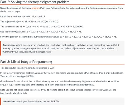Solved Using the example of the linear program ⇉ in cvxpy's | Chegg.com