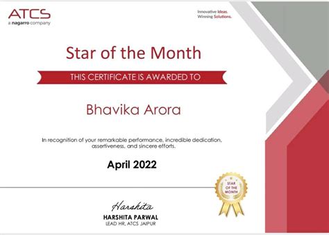 Bhavika Arora On Linkedin Delighted To Add Such Accomplishment Into My Journey With Atcs Inc