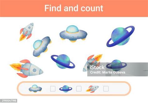 귀여운 우주선 로켓 행성 비행 접시를 모두 찾고 숫자를 세고 정답을 쓰세요 4 5세에 대한 스톡 벡터 아트 및 기타 이미지 4 5세 건강한 생활방식 검색 Istock