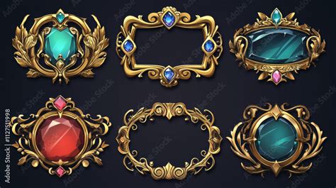 Vintage Square Golden Frames For Rpg Game Ui Banners And Elements