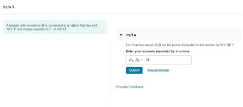 Solved Item 3 A Resistor With Resistance R Is Connected To A Chegg Com