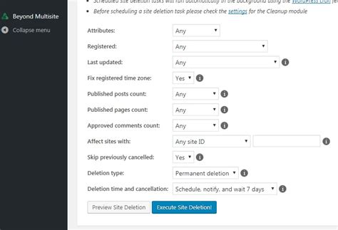 how to bulk delete sites in a wordpress multisite with beyond multisite