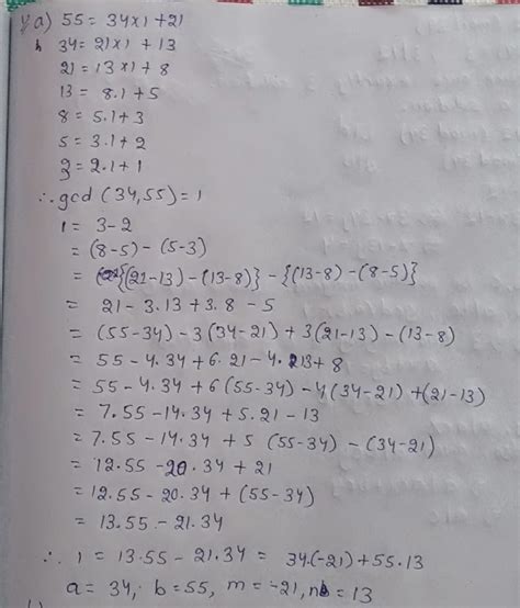 Solved Discrete Math Euclids Algorithm 1 A Let A 34 And B