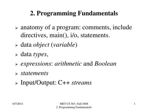 Ppt 2 Programming Fundamentals Powerpoint Presentation Free Download Id1366885