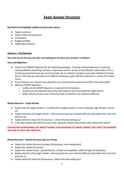 Exam Answer Structure Exam Answer Structure Read Part