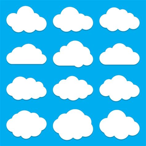 Premium Vector Cloud Shapes Flat Icons Set Cloud Symbols Collection