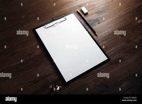 Stationery Mock Up Clipboard With Blank Letterhead Pencil And Eraser