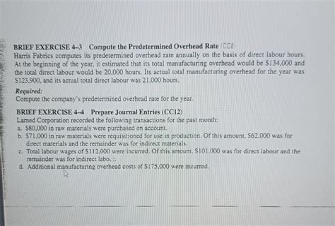 Solved Brief Exercise 4 3 ﻿compute The Predetermined