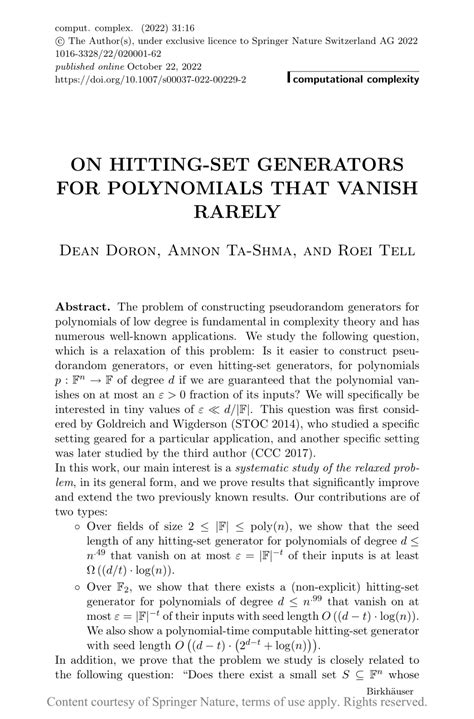 On Hitting Set Generators For Polynomials That Vanish Rarely