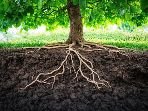 Premium Photo Agricultural Style Green Canopy Tree Planted In The Soil Roots Spreading Into