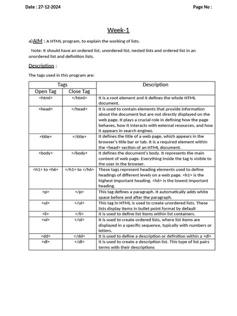 Html Using Lists And Nested Lists Pdf Html Element Hyperlink