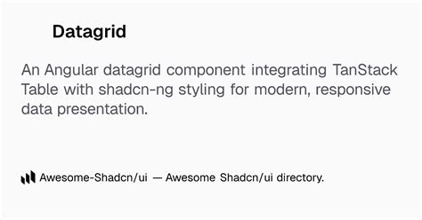 Datagrid Angular Datagrid Shadcn Ui Elegance Meets Tanstack Table Power Awesome Shadcnui
