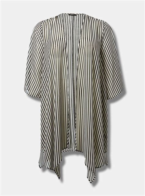 Plus Size Textured Chiffon Hanky Hem Kimono Torrid