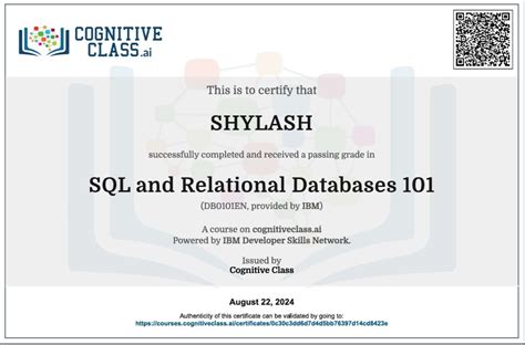 completed sql and relational databases course shylash s posted on the