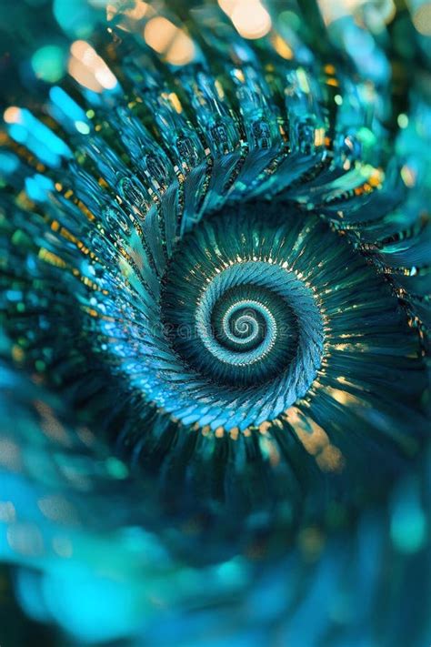 Fibonacci Spiral Made Of Digital Signal Pulses Quantum Interference Patterns Stock Illustration