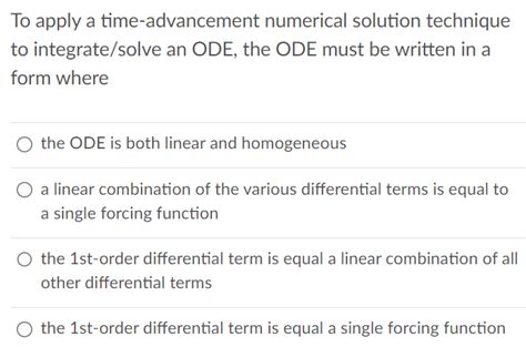 Solved To Apply A Time Advancement Numerical Solution