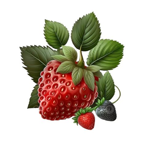 빈 흰색 배경 벡터 일러스트 레이 션에 딸기 익은 잎의 고립 된 이미지와 현실적인 베리 구성 딸기 클립 아트 딸기 말린 씨앗 Png 일러스트 및 Psd 이미지 무료
