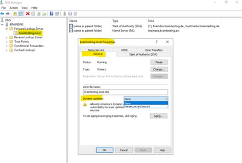 set up windows dns dynamic updates
