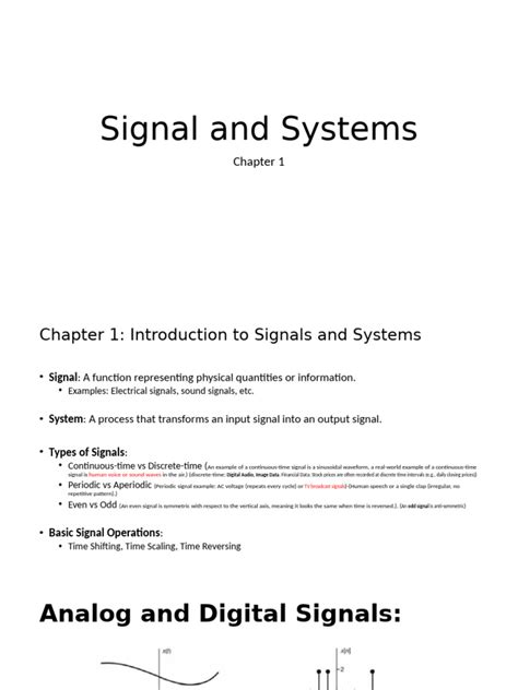 Chapter 1 Signal And Systems Pdf Discrete Time And Continuous Time