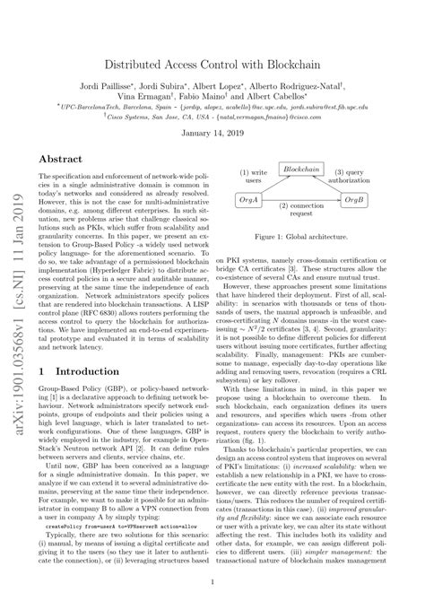 Pdf Distributed Access Control With Blockchain