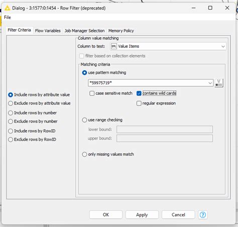 New Row Filter Neither Supports Wildcard Regex Boundary Filtering Etc Implemented Fixes