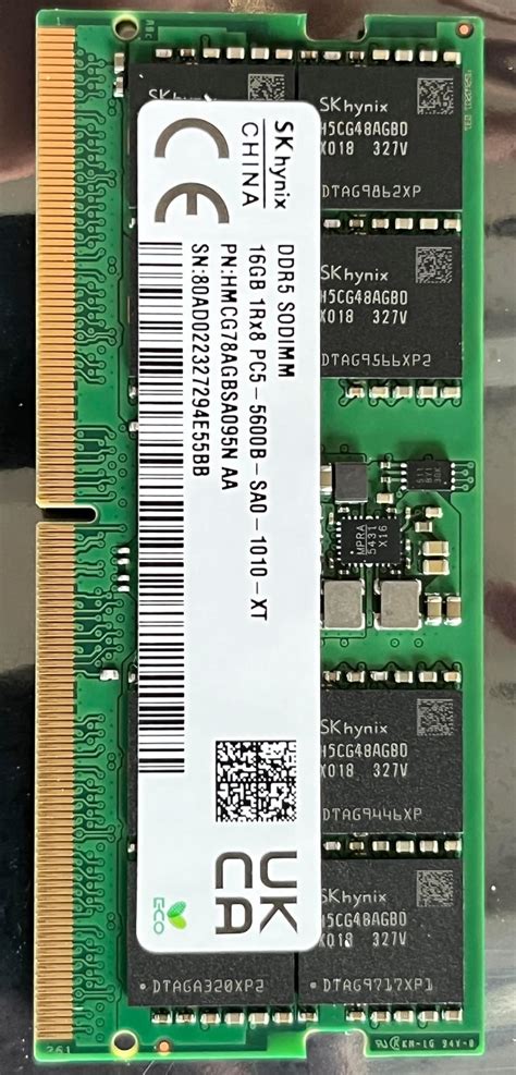 Sk Hynix 16gb Ddr5 Sodimm 1rx 8 Pc5 5600b Sa0 1010 Xt 筆記型電腦 Ram 記憶體 電子