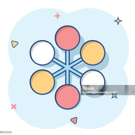 벡터 만화 스타일에서 만화 구조 다이어그램 아이콘입니다 조직 기호 그림 그림 차트 구조 사업 스플래시 효과 개념입니다 공동체에 대한 스톡 벡터 아트 및 기타 이미지 Istock