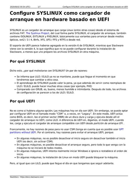 Configure Syslinux Como Cargador De Arranque En Hardware Basado En Uefi