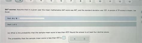 [answered] part 0 5 7 part 1 of 5 8 9 x 10 11 sat scores ass