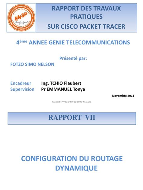 Configuration Du Routage Dynamique Rip Ospf Pdf Routage Adresse Ip