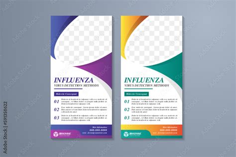 roll up flyer template design with headline is influenza detecting