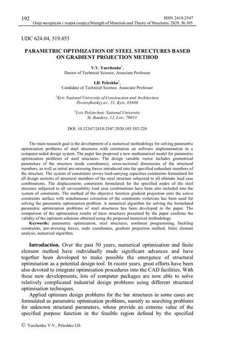 Pdf Parametric Optimization Of Steel Structures Based On Gradient Projection Method