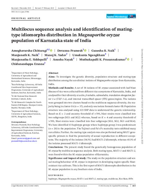 Pdf Multilocus Sequence Analysis And Identification Of Mating Type