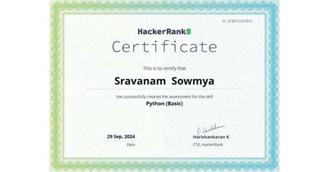 Excited To Share That Ive Earned My Hackerrank Python Basic Skills