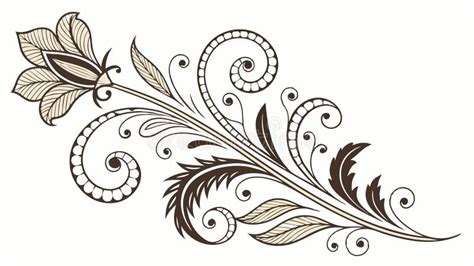 Floral Branch Swirl Decorative Flourish Elegant Floral Design Swirl