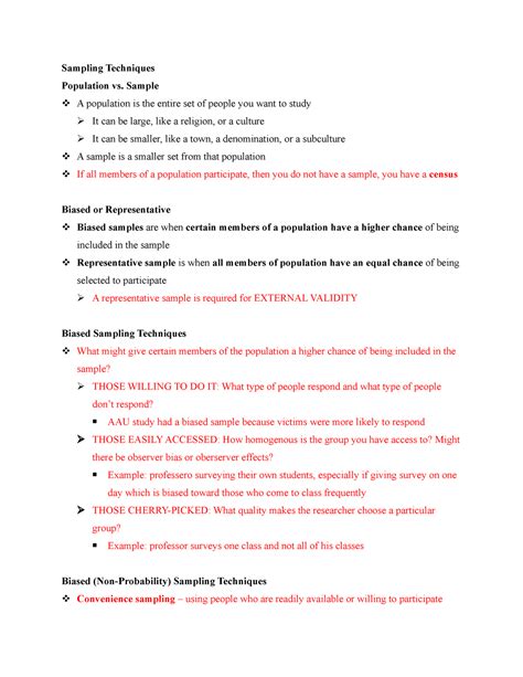 Sampling Techniques Lecture Notes StuDocu